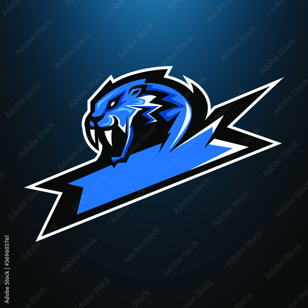sabertooth tiger head mascot logo concept Stock Vector | Adobe Stock