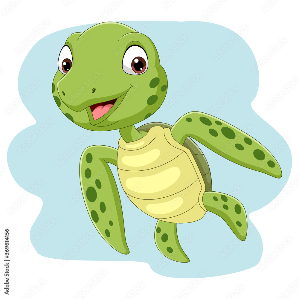 Cartoon sea turtle swimming in the ocean Stock Vector | Adobe Stock