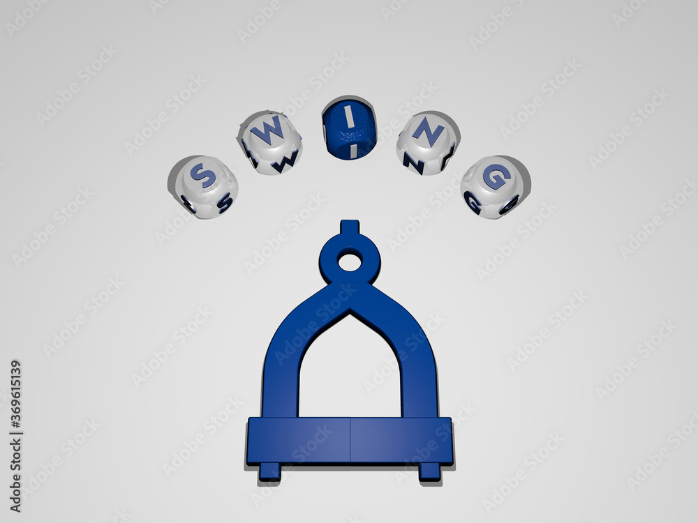 3D illustration of swing graphics and text around the icon made by ...