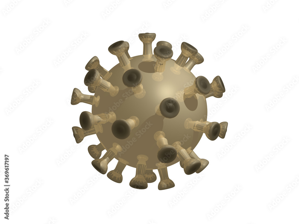 GOLD CORONA virus illustration having sticky arms around the body with ...
