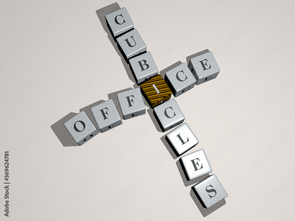office cubicles combined by dice letters and color crossing for the ...