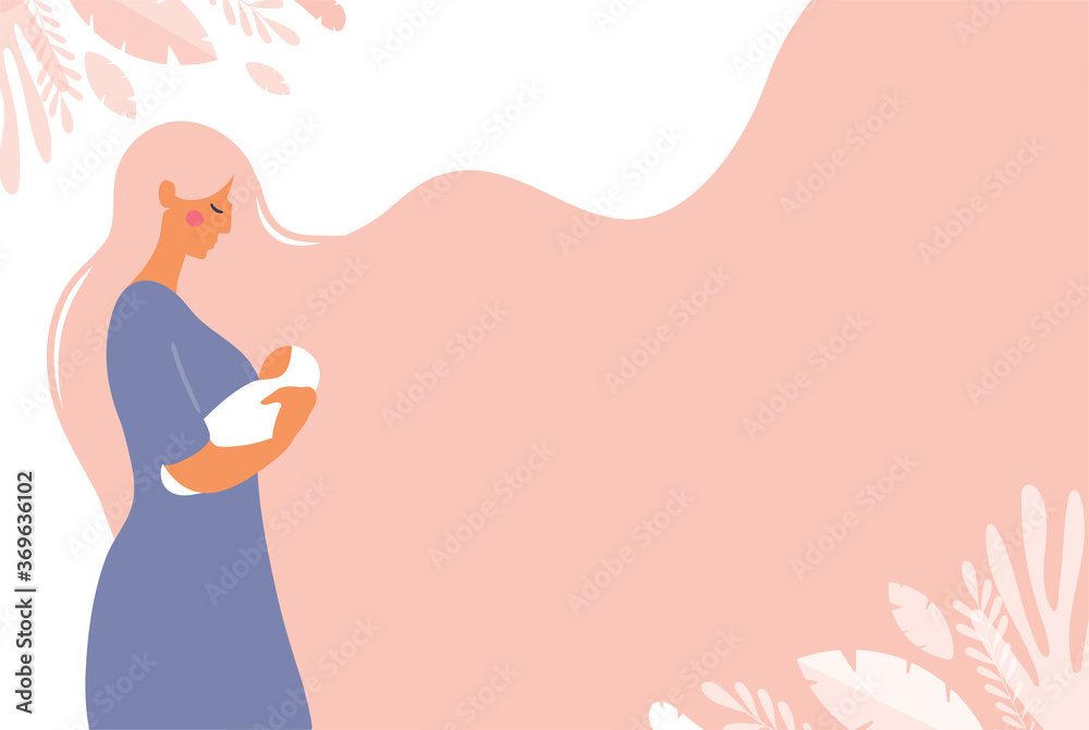 A beautiful young mom is holding a newborn baby in her hands. Poster ...