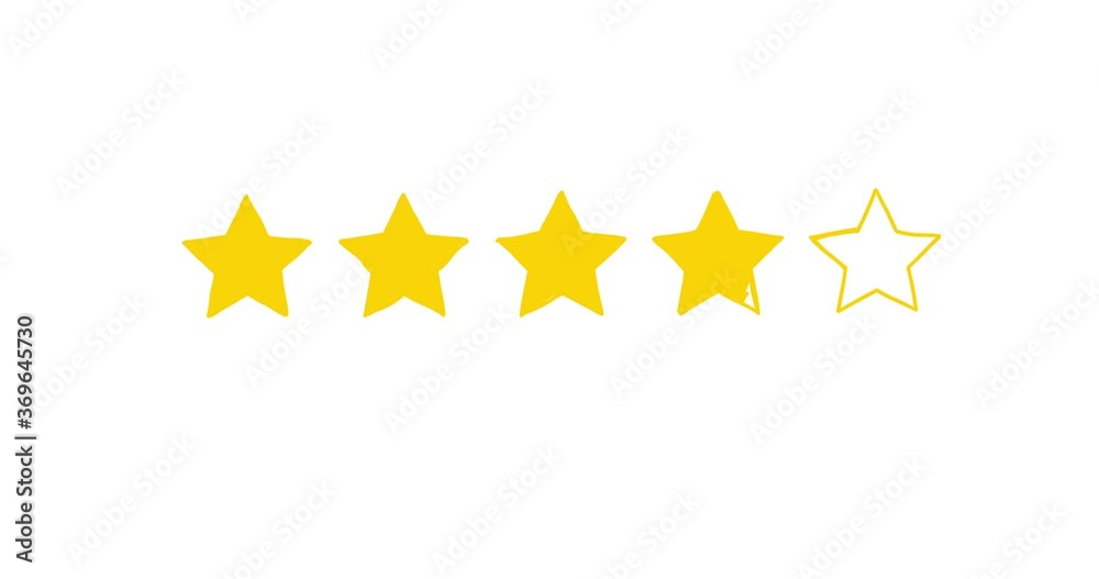 2d animation cartoon stars. Rating scale with five cute yellow stars ...