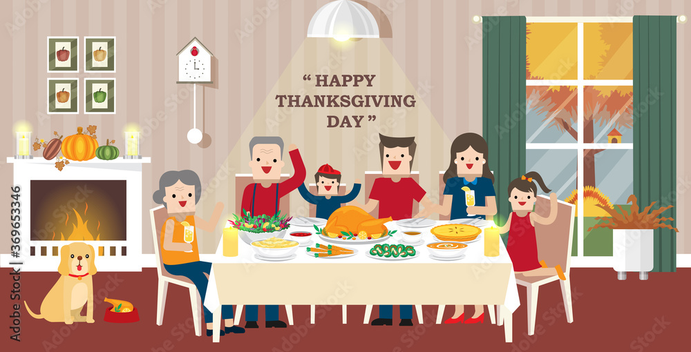 Thanksgiving Dinner Cartoon Table