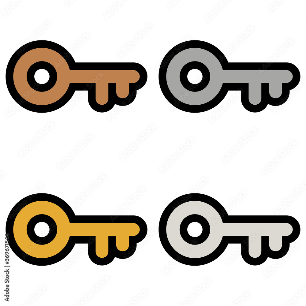 Keys symbols icons signs logos simple bronze, silver, gold, platinum ...