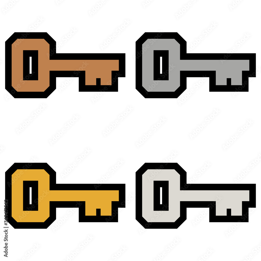 Keys symbols icons signs logos simple bronze, silver, gold, platinum ...