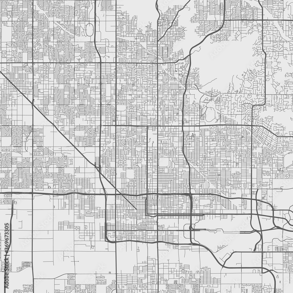 Urban city map of Phoenix. Vector poster. Grayscale street map. Stock ...