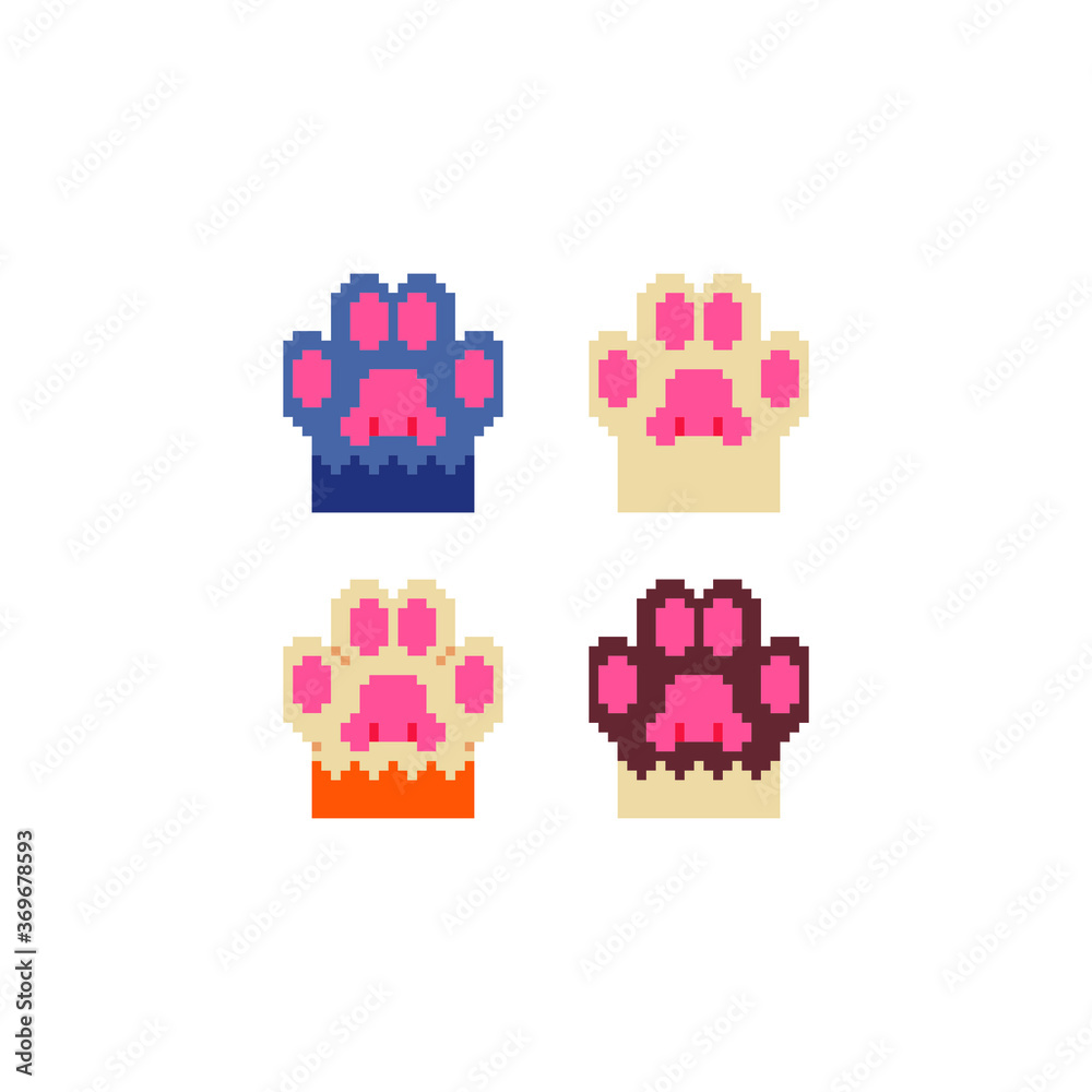 Cat's paws. Pixel art icon. Logo pet shop, veterinary clinics. Stickers ...