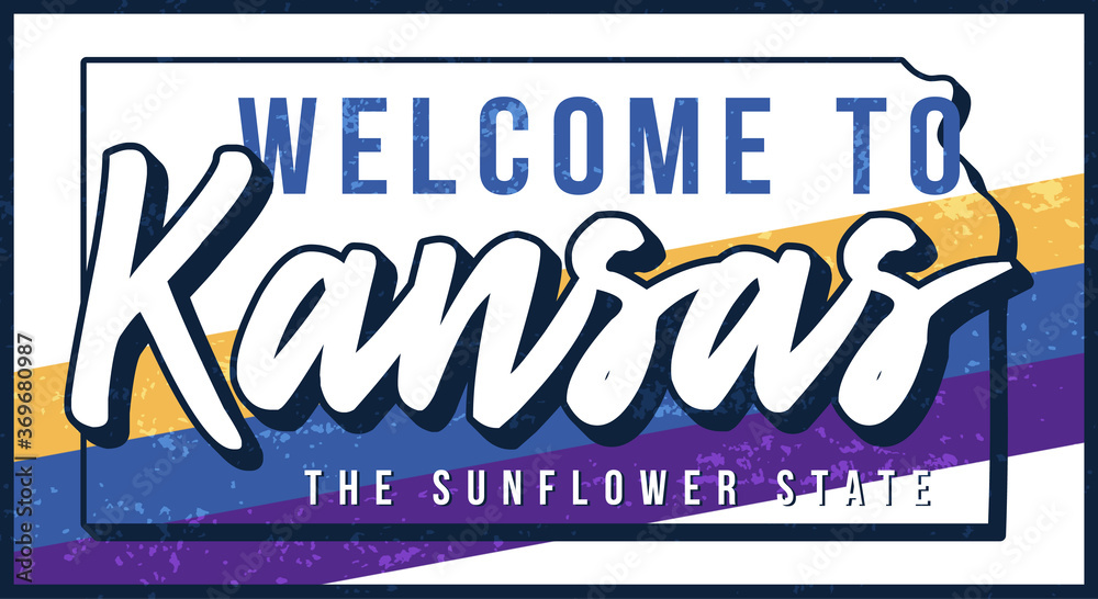 Welcome to kansas vintage rusty metal sign vector illustration. Vector ...