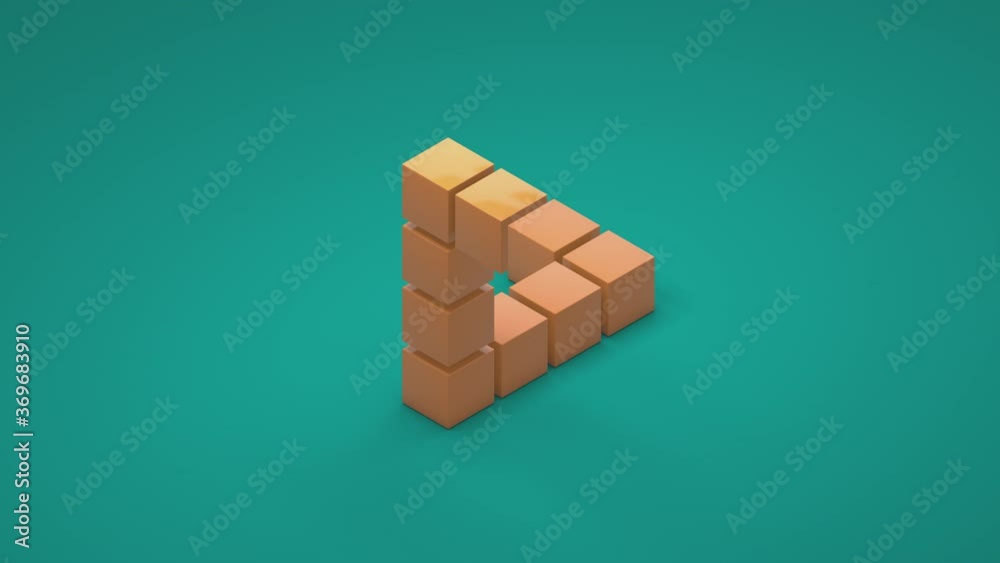 Stockvideo 3D animation of an impossible triangle that is assembled ...