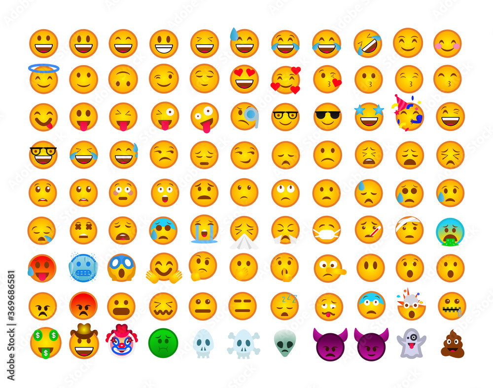 Vector all emojis set. Funny network emoticon set Stock Vector | Adobe ...