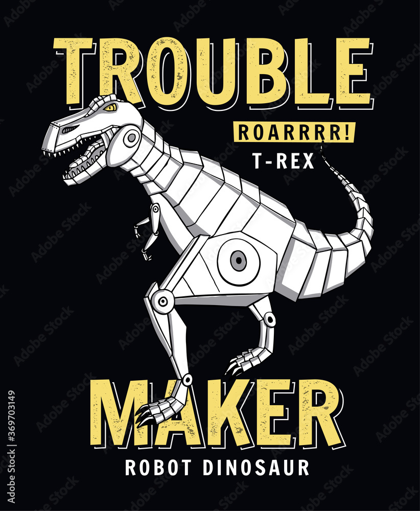 Robot dinosaur vector illustration for t-shirt print and other uses ...
