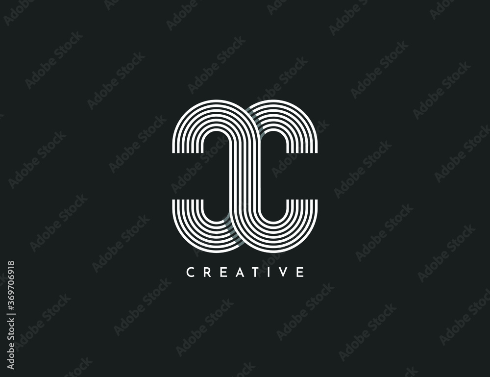 Letter CC vector line logo design illustration. Creative minimal ...