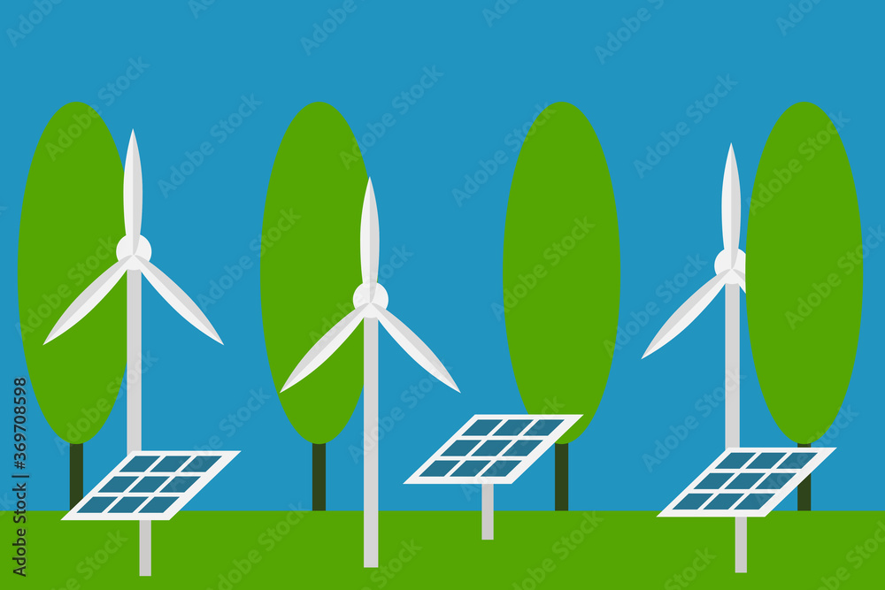 renewable energy concept. Country using renewable energy from solar ...