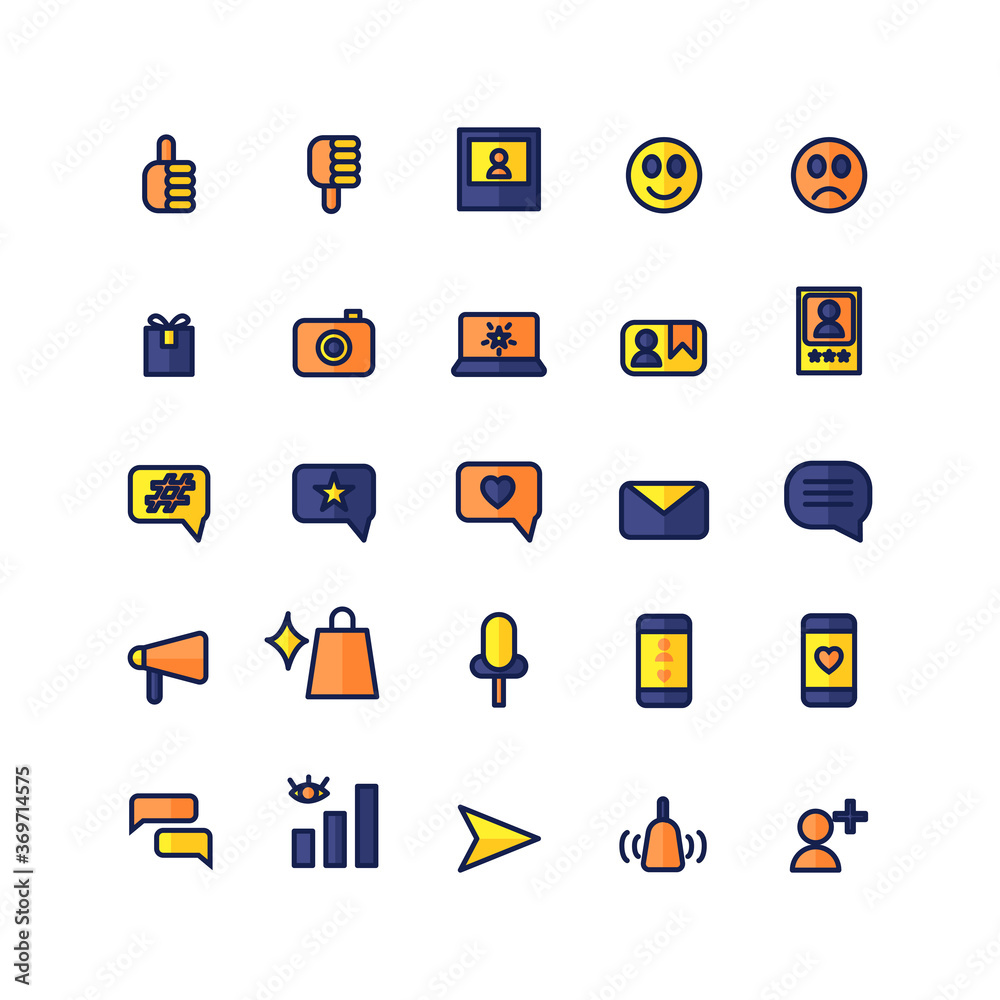 influencer icon set vector flat line for website, mobile app ...