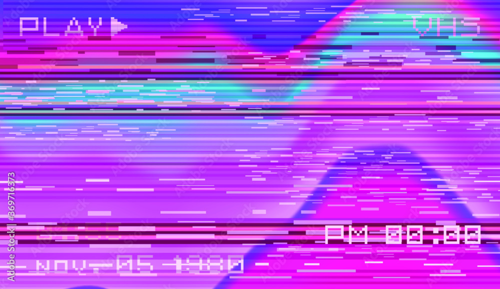 Retro VHS background with Glitch art effect. Vector illustration in ...
