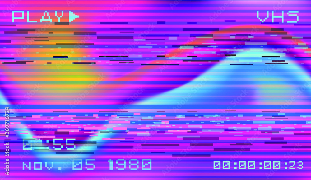 Retro VHS background with Glitch art effect. Vector illustration in ...