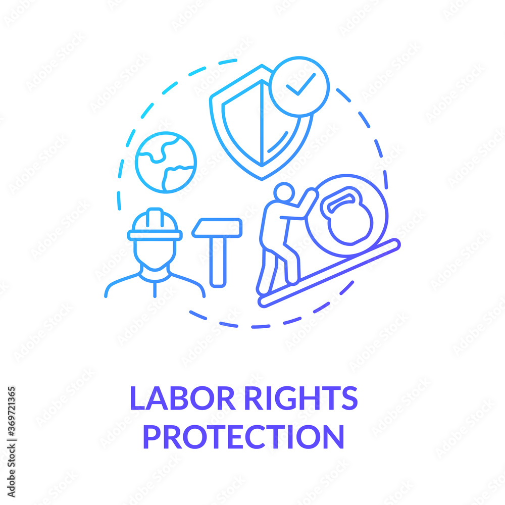 Labor rights protection blue gradient concept icon. Employee health ...