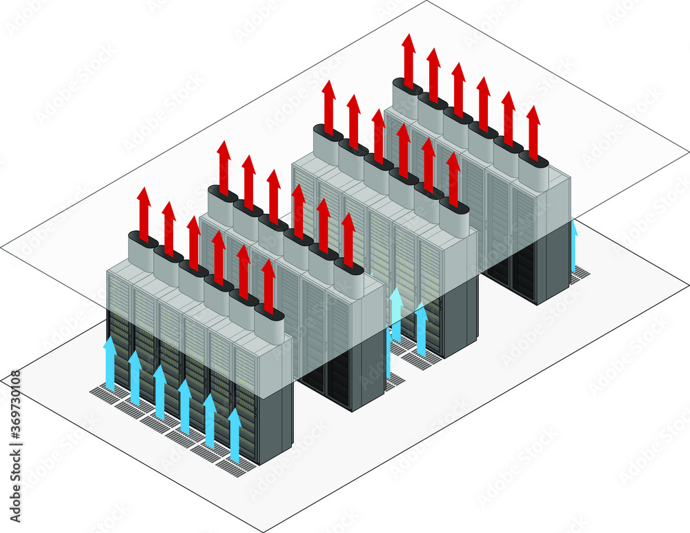 Stockvector Data center hot and cold aisle rack/cabinet configuration ...