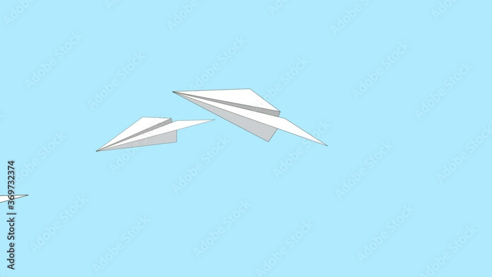 flying paper planes. launching paper airplanes. flat design. video ...