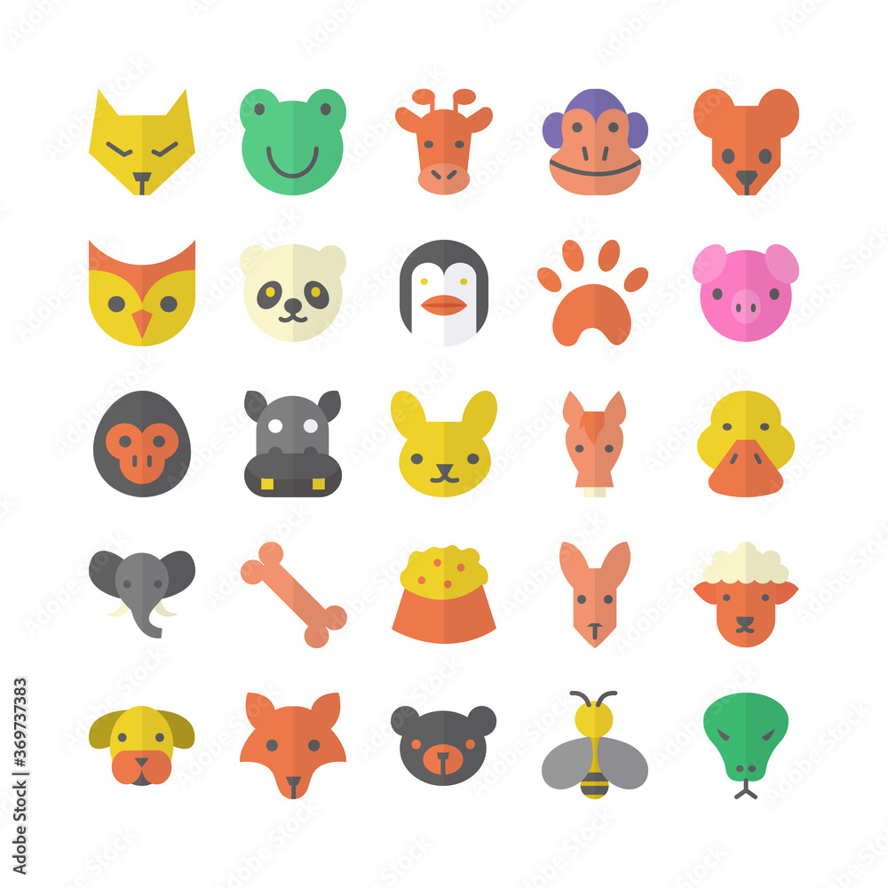 Animal icon set vector flat for website, mobile app, presentation ...