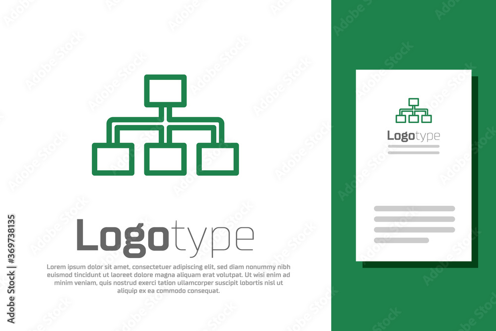 Green line Business hierarchy organogram chart infographics icon ...