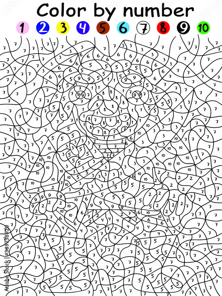 Color by number cartoon pirate for children stock vector illustration ...