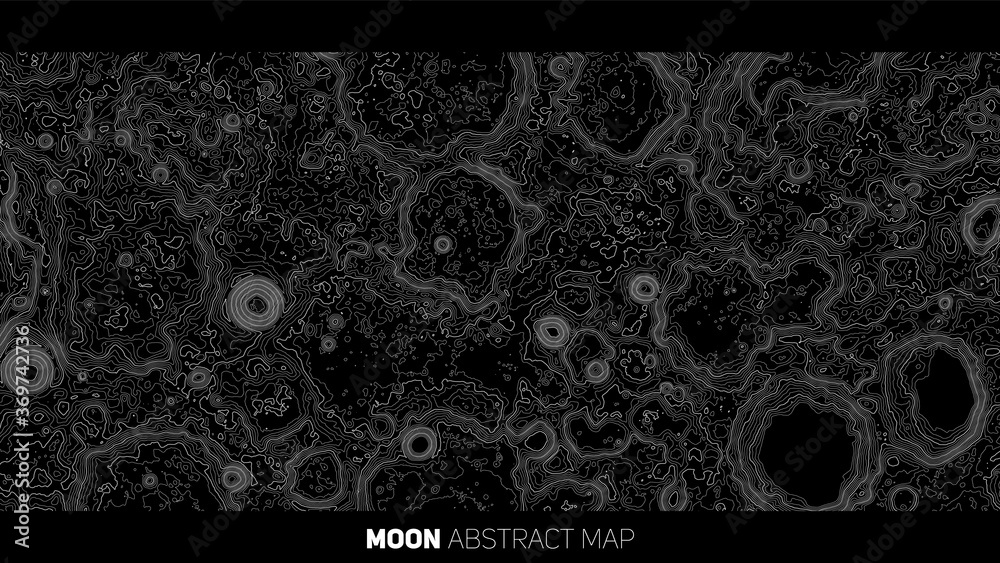Vector abstract Moon relief map. Generated conceptual lunar elevation ...
