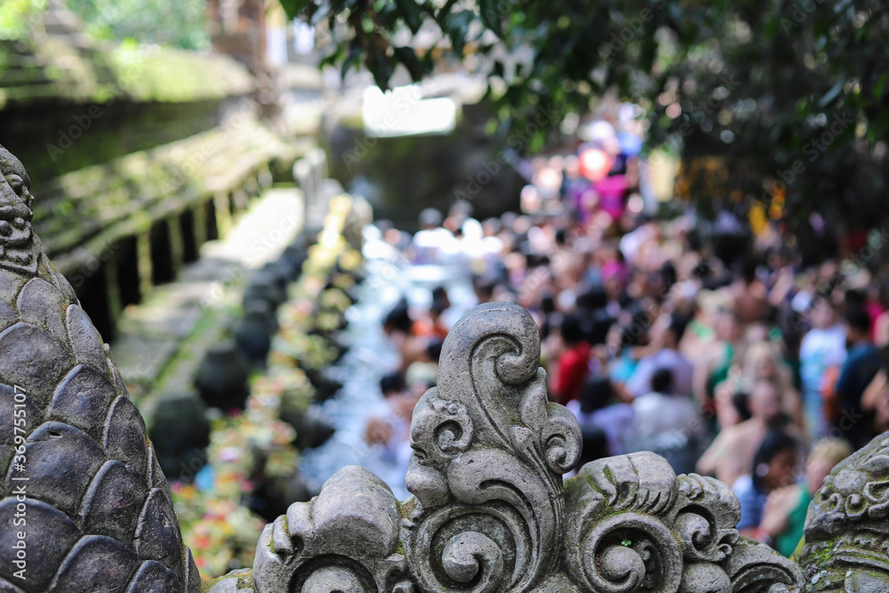 Ubud, BALI, INDONESIA - January 25 2020- people Traveller take a bath ...
