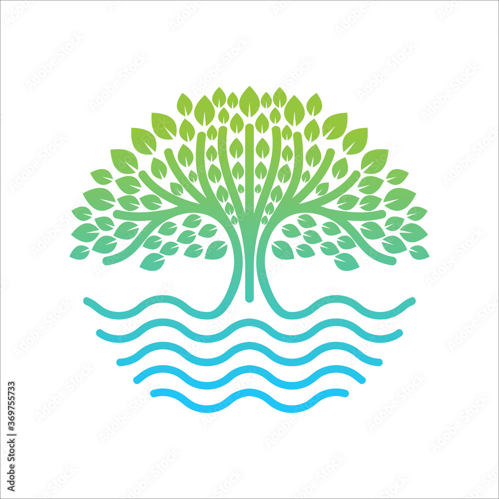 River Tree Logo circle shape design vector template, River Tree eco ...