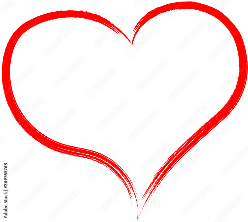 Red heart - outline drawing for an emblem or logo. Template for ...