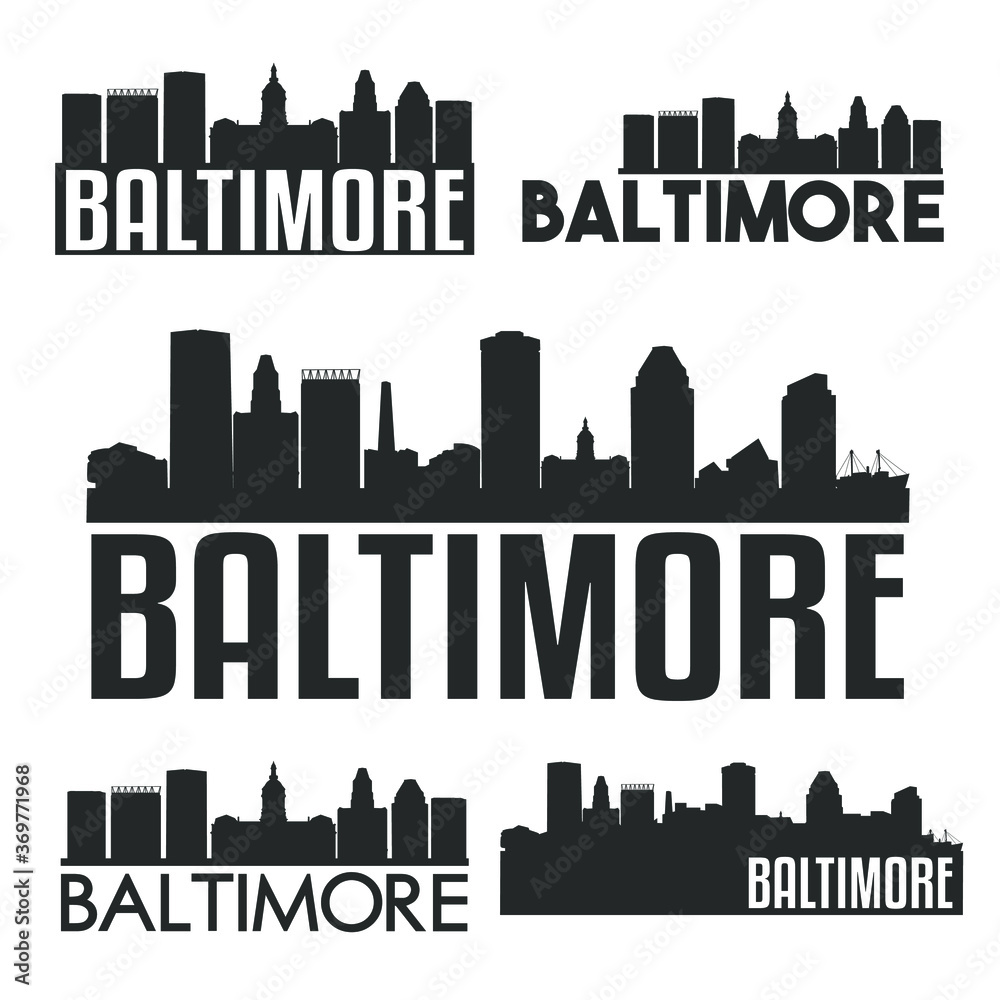 Baltimore Maryland USA Flat Icon Skyline Silhouette Design City Vector ...