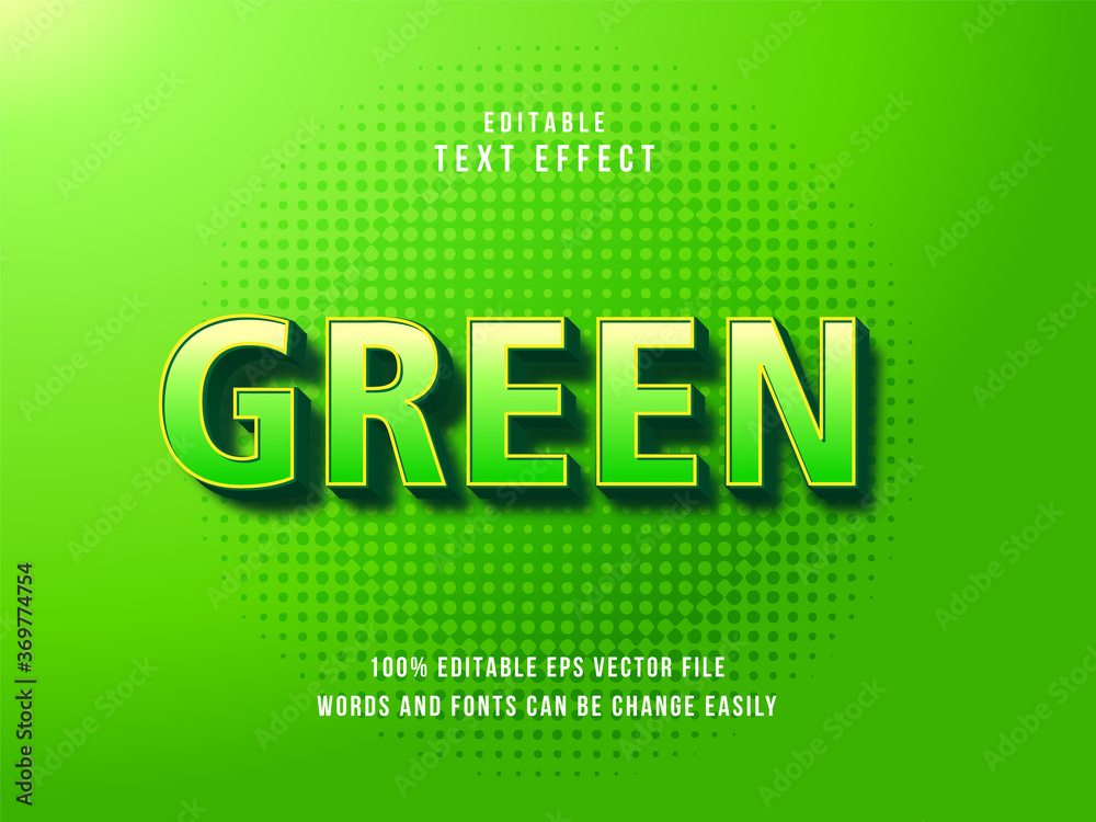Editable Eco Green Text Effect With Halftone Stock Vector | Adobe Stock