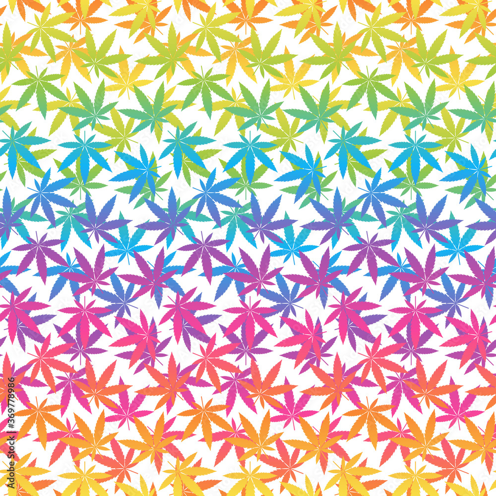 Rainbow Marijuana Seamless Pattern - Colorful rainbow gradient ...