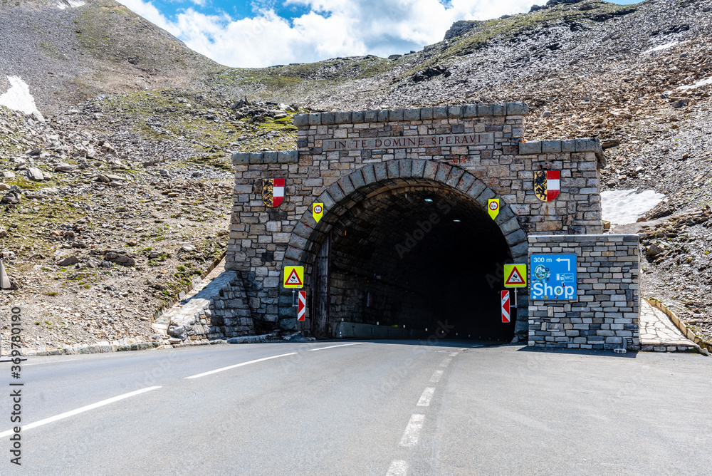 AUSTRIA - JULY 28, 2020: Hochtor Pass Tunnel - the highest point of the ...