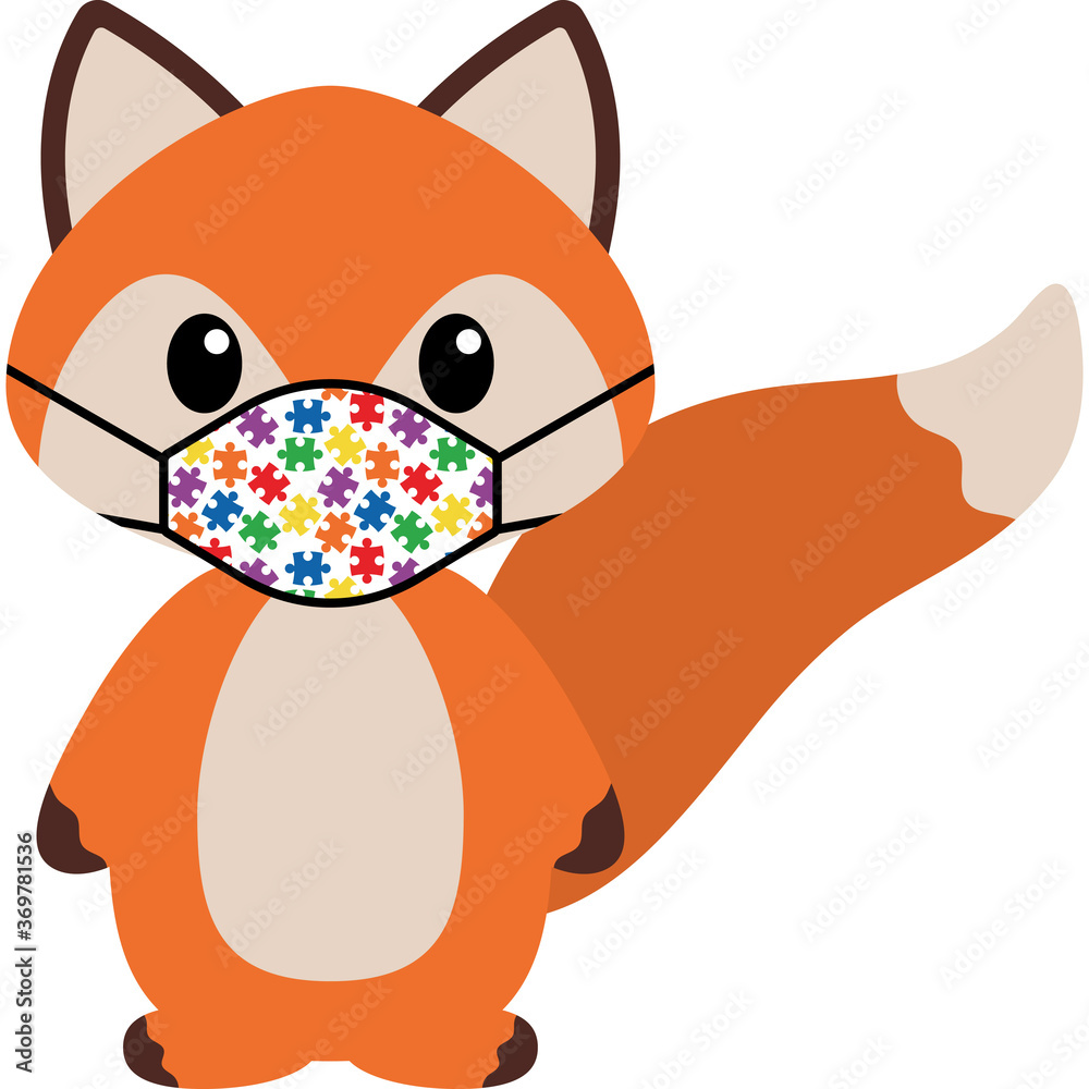 Masked Animal Illustration - Cute drawing of cartoon animal wearing ...