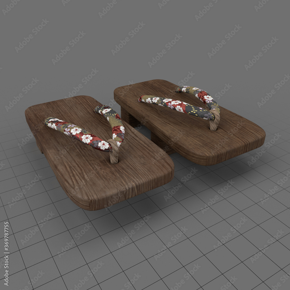 Geta Japanese sandal Stock 3D asset | Adobe Stock