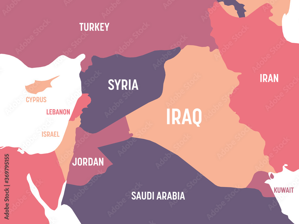 Middle East map. High detailed political map of Middle East and Arabian ...
