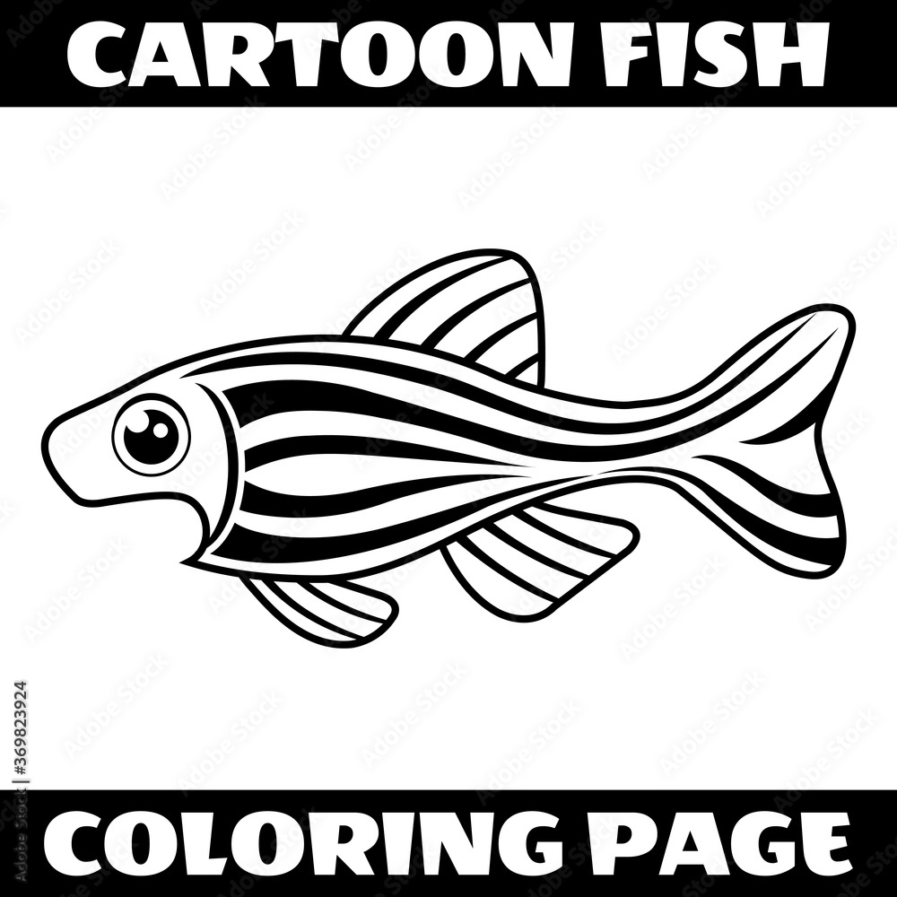 Illustration vector graphic of cartoon shocked fish outline for ...