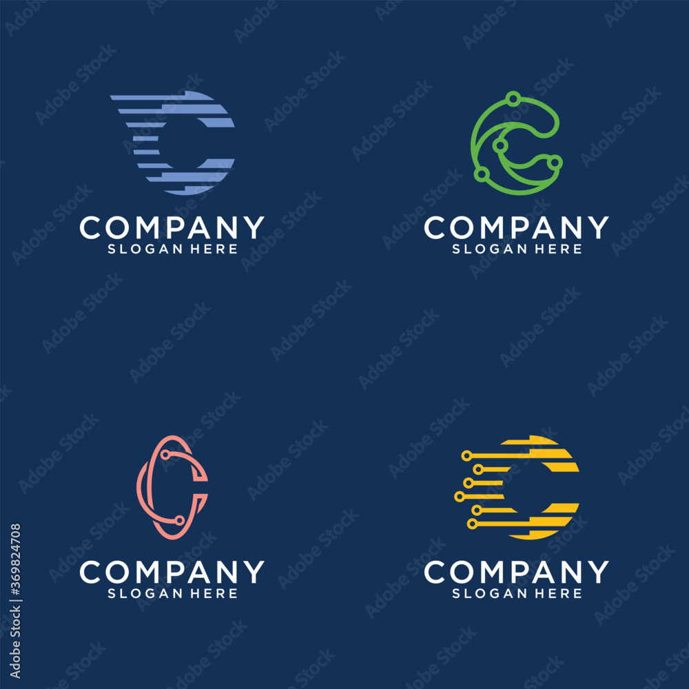 Collection of letter c abstract logo designs. flat minimalist modern ...