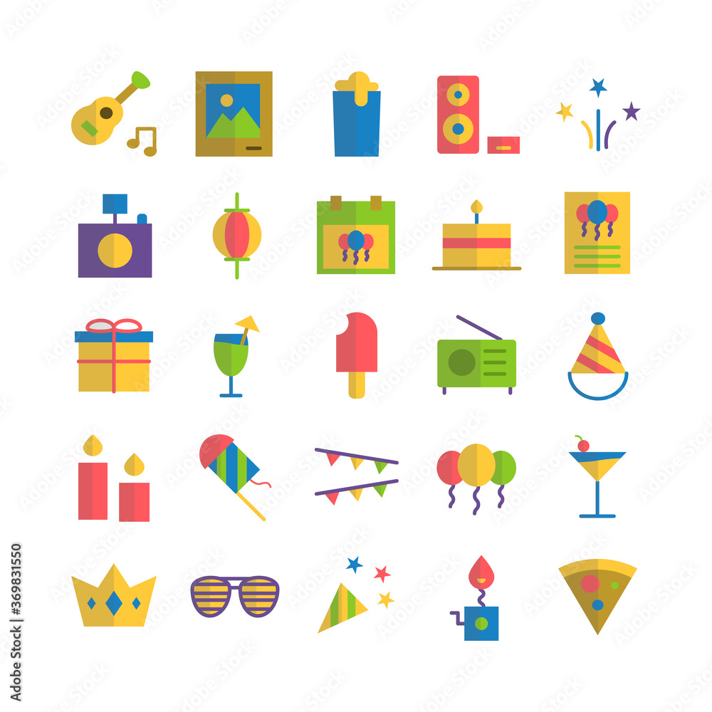 Party icon set vector flat for website, mobile app, presentation ...