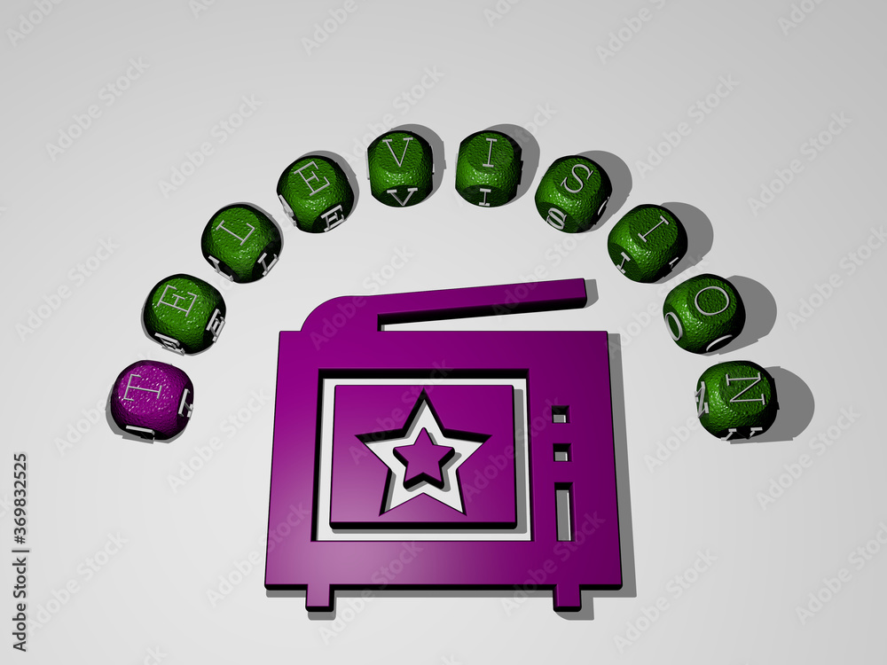 3D illustration of television graphics and text around the icon made by ...