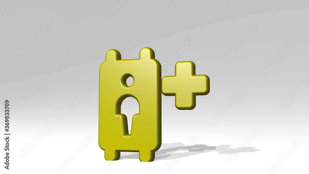 AMBULANCE HUMAN stand with shadow. 3D illustration of metallic ...