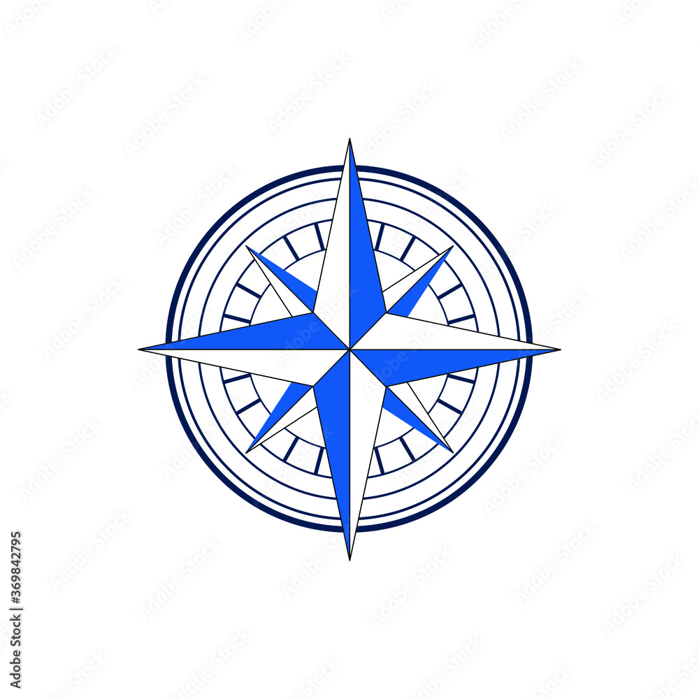 this is a classic symbol of compass in black and white and blue color ...