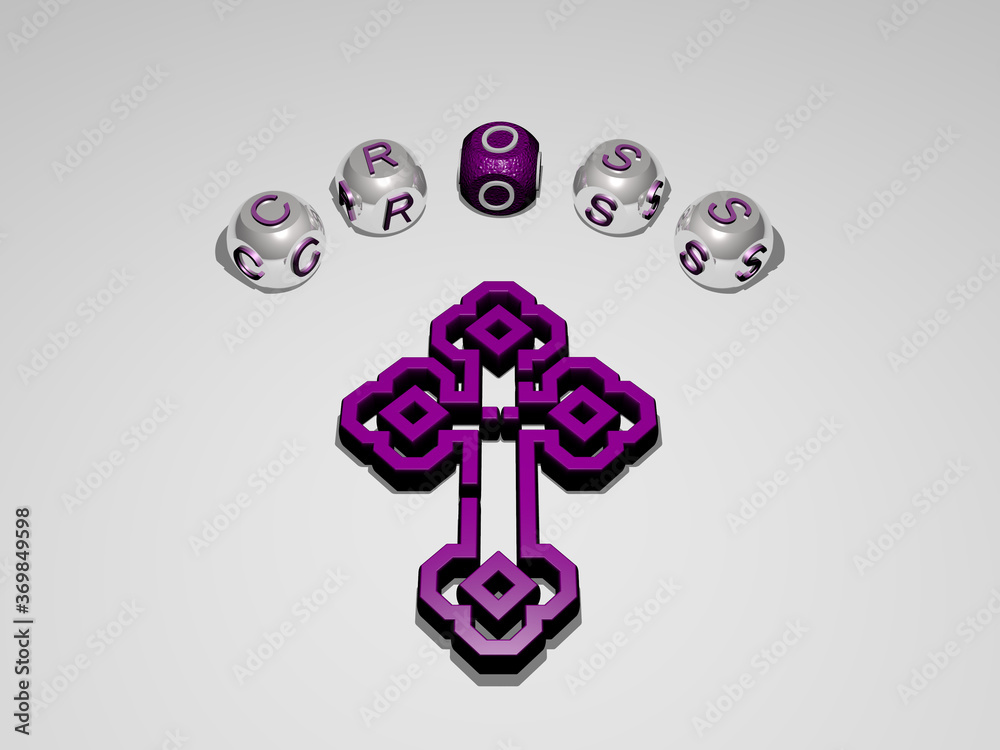 3D illustration of CROSS graphics and text around the icon made by ...