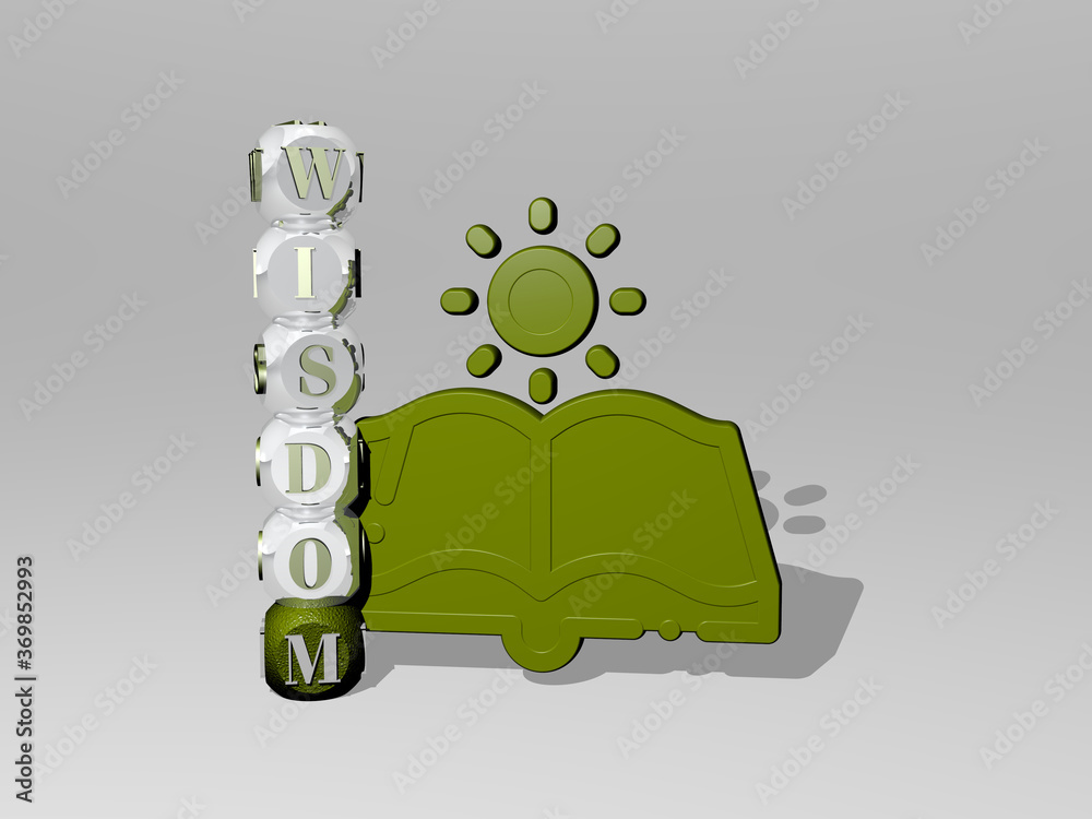 3D illustration of WISDOM graphics and text around the icon made by ...