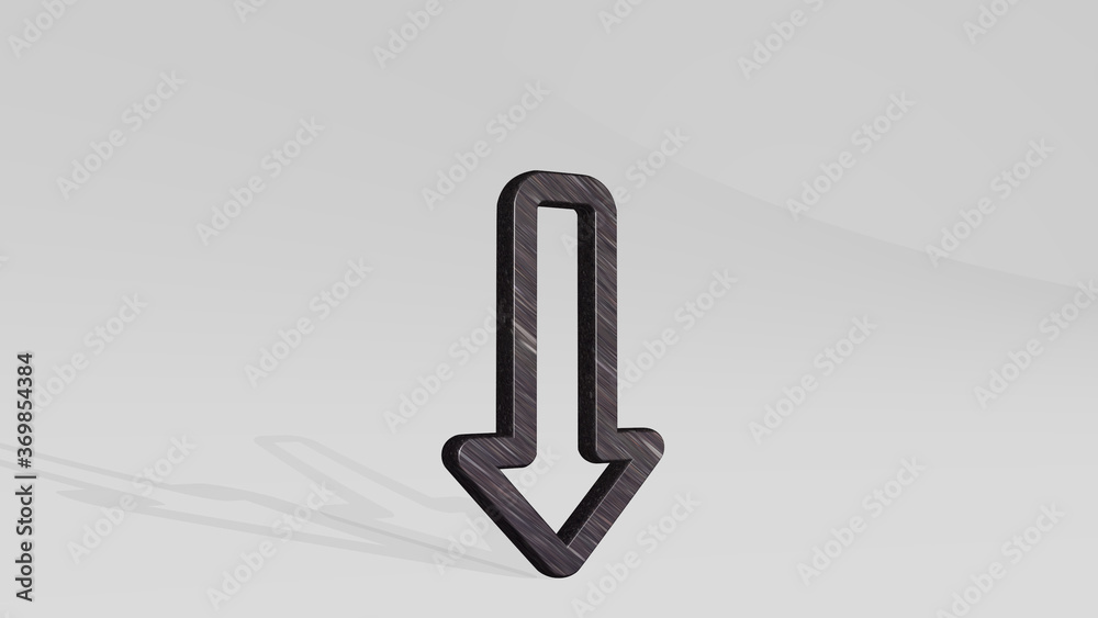 diagram arrow down casting shadow with two lights. 3D illustration of ...