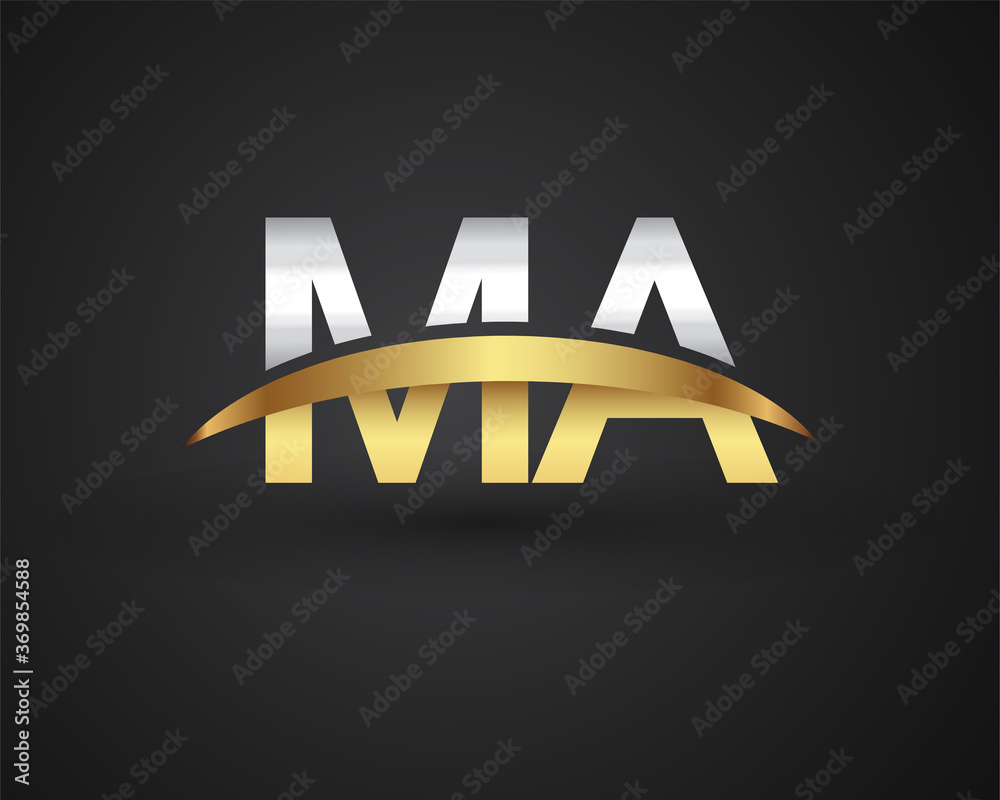 Vecteur Stock MA initial logo company name colored gold and silver ...