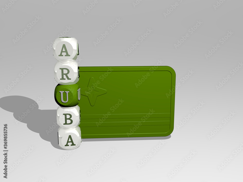 3D illustration of ARUBA graphics and text around the icon made by ...