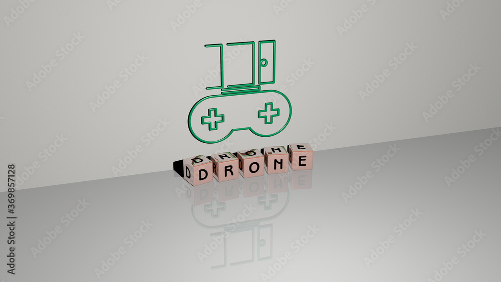 3D graphical image of drone vertically along with text built by ...